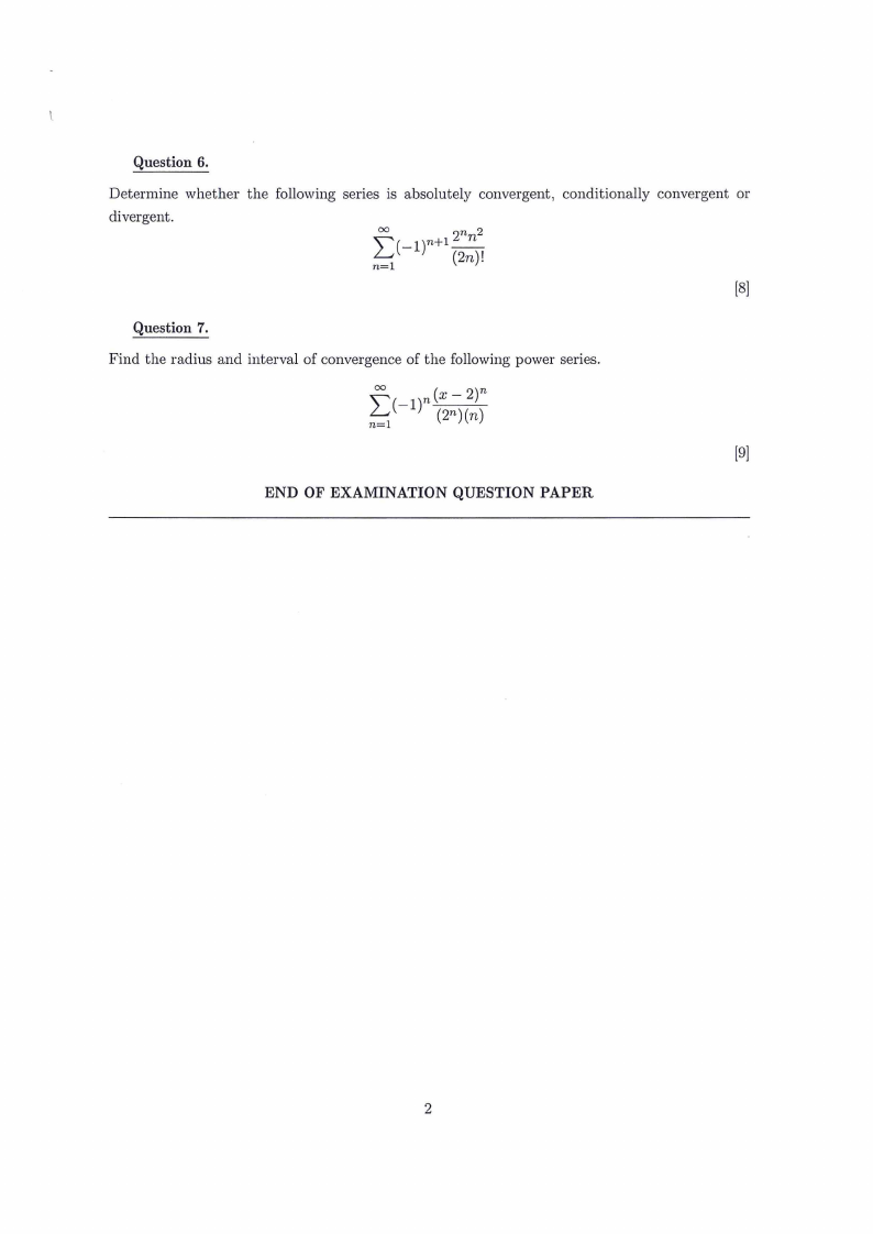 CLS502S - CALCULUS 2 - 1ST OPP - NOV 2022 :: NUST past examination ...