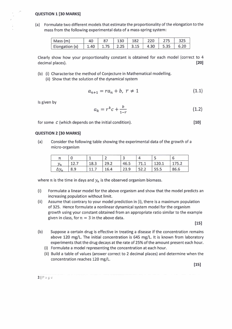MMO701S - MATHEMATICS MODELLING 1 - 1ST OPP - JUNE 2023 :: NUST past ...