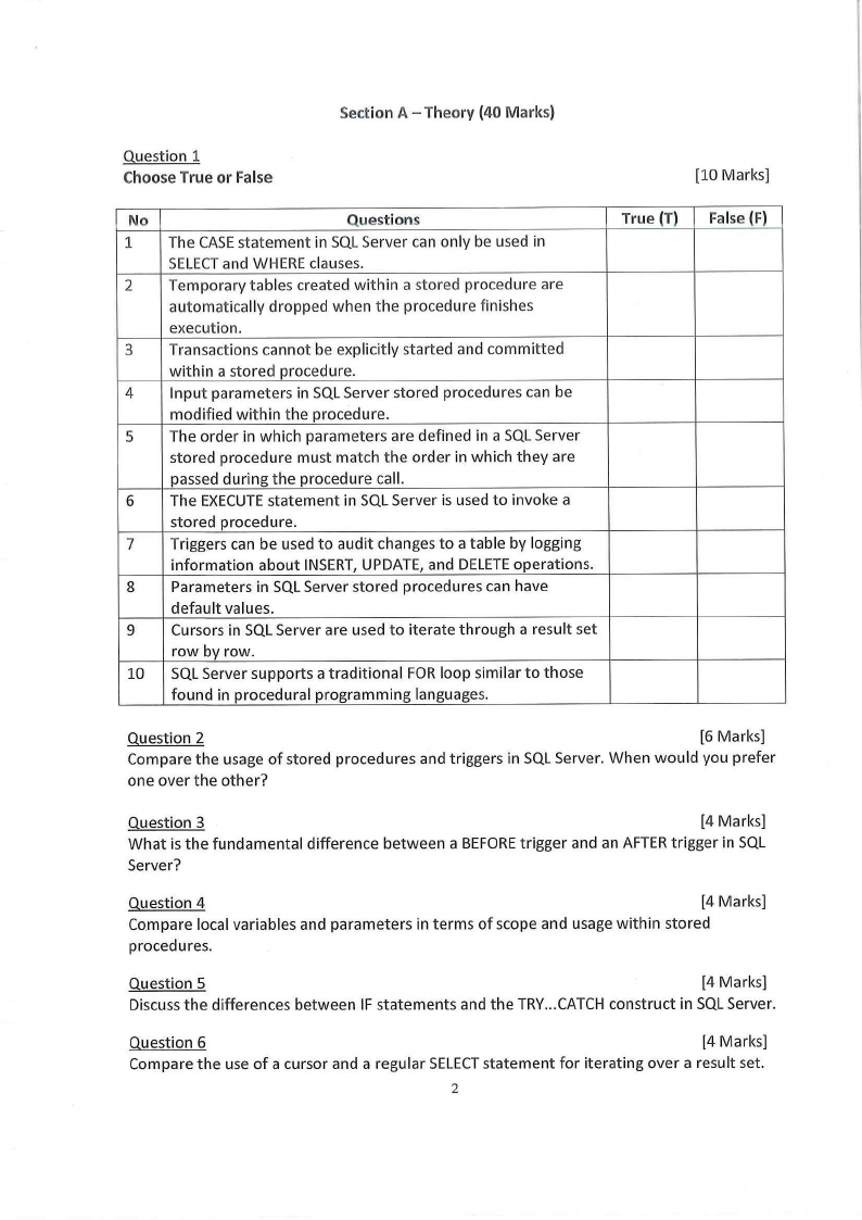 DPG621S - DATABASE PROGRAMMING - 1ST OPP - NOV 2023 :: NUST past ...