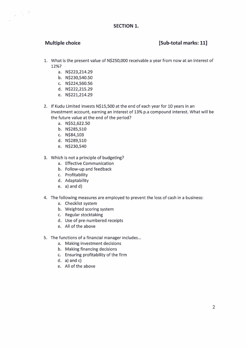 BBF612S - Business Finance - 1st Opp - Nov 2022 :: NUST past ...