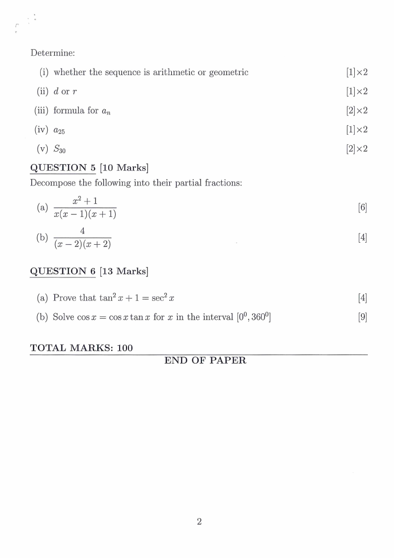 AAT501S - ALGEBRA AND TRIGONOMETRY -2ND OPP - JULY 2022 :: NUST past ...