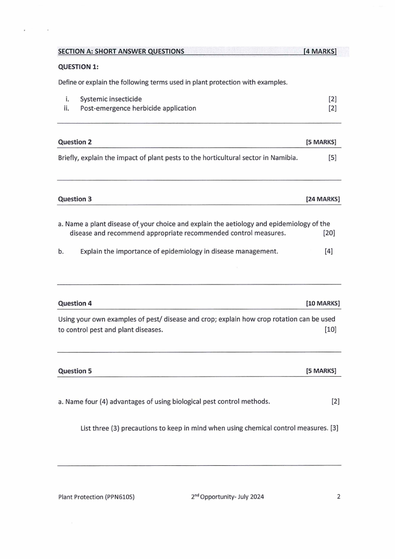 PPN610S - PLANT PROTECTION - 2ND OPP - JUNE 2024 :: NUST past ...