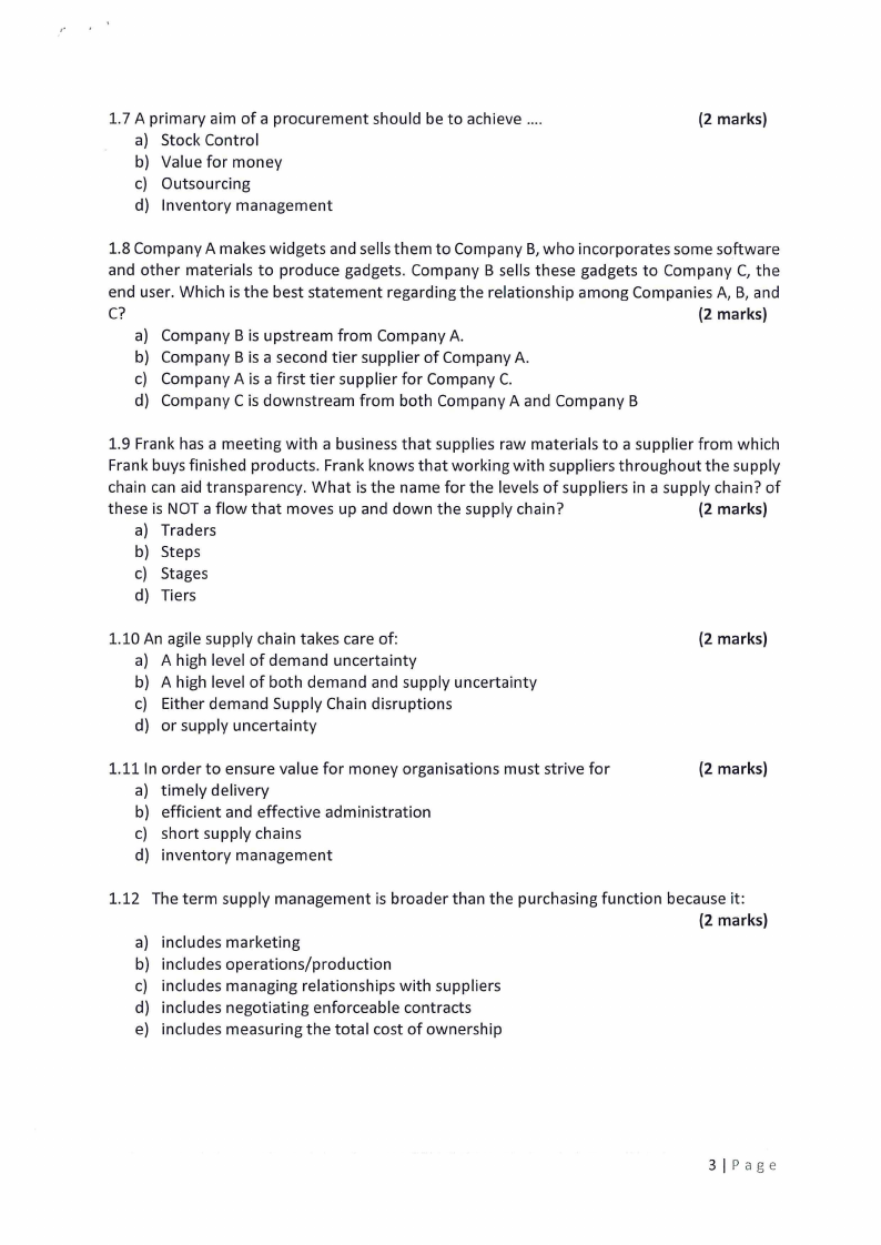 IPS511S - INTRODUCTION TO PROCUREMENT AND SUPPLY CHAIN MANAGEMENT - 2ND OPP - JULY 2022 :: NUST ...