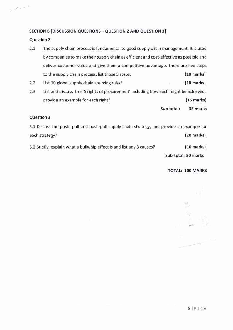 IPS511S - INTRODUCTION TO PROCUREMENT AND SUPPLY CHAIN MANAGEMENT - 2ND OPP - JULY 2022 :: NUST ...