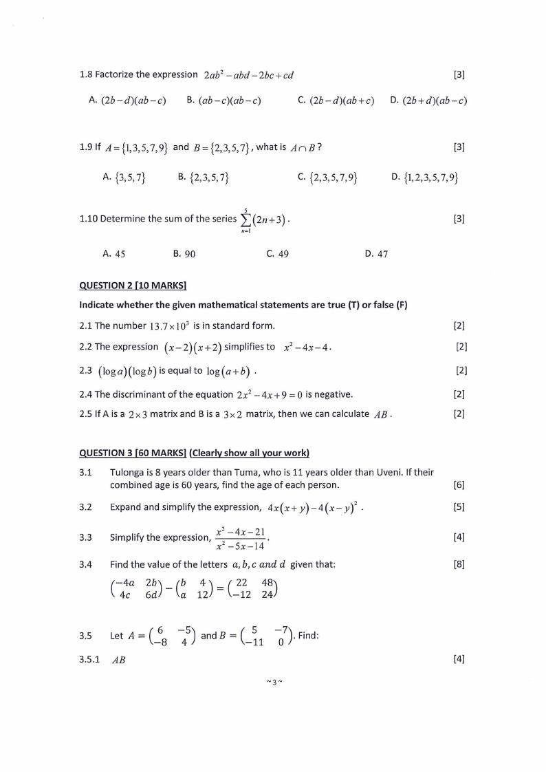ITM111S - INTRODUCTION TO MATHEMATICS - 1ST OPP - JUNE 2022 :: NUST ...