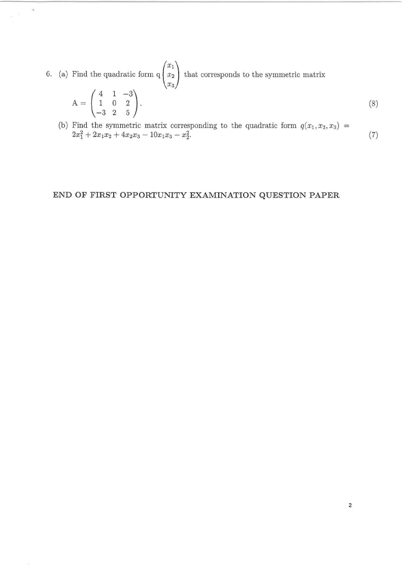 LIA601S - LINEAR ALGEBRA 2 - 1ST OPP - NOVEMBER 2023 :: NUST past ...