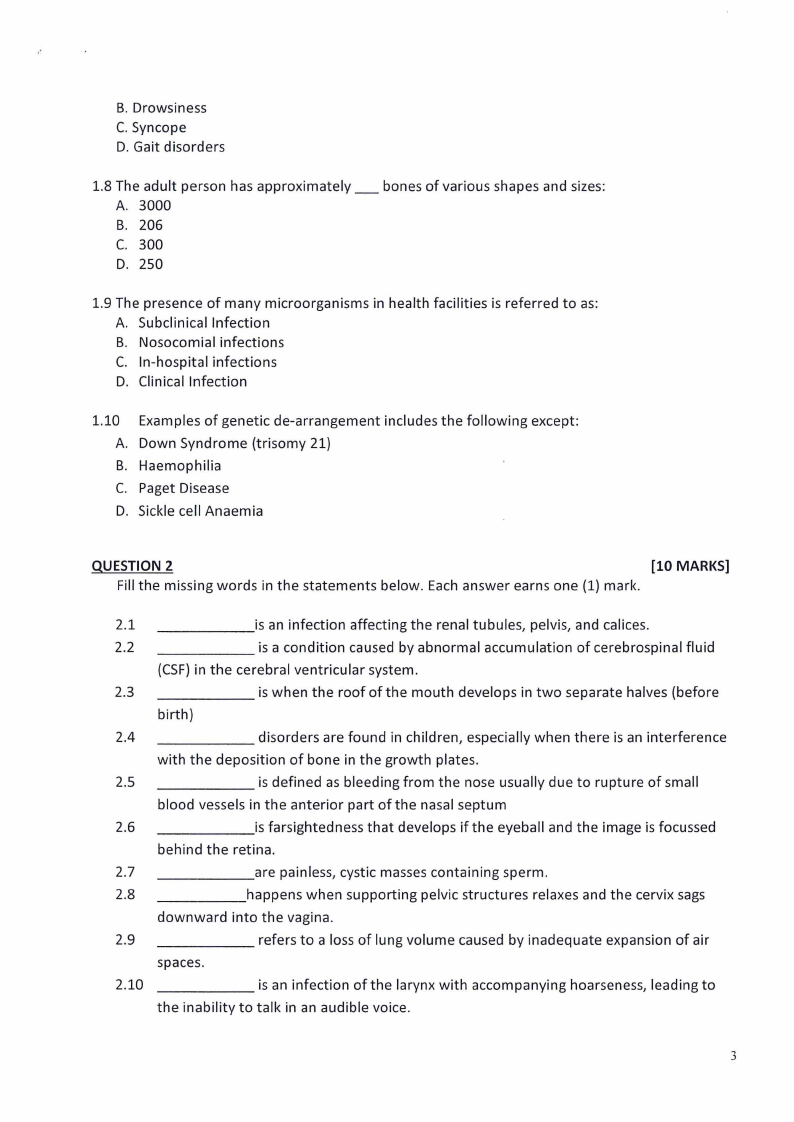 BPP521S - BASIC PATHOPHYSIOLOGY - 2ND OPP - JAN 2023 :: NUST past examination papers between ...
