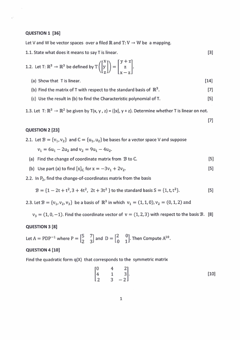 LIA601S - LINEAR ALGEBRA 2 - 2ND OPP - JAN 2023 :: NUST past ...