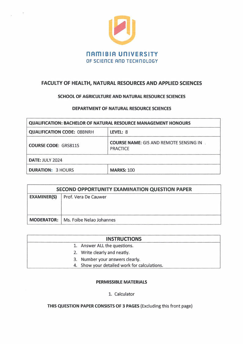GRS811S-GIS AND REMOTE SENSING IN PRACTICE-2ND OPP-JULY 2024 :: NUST ...