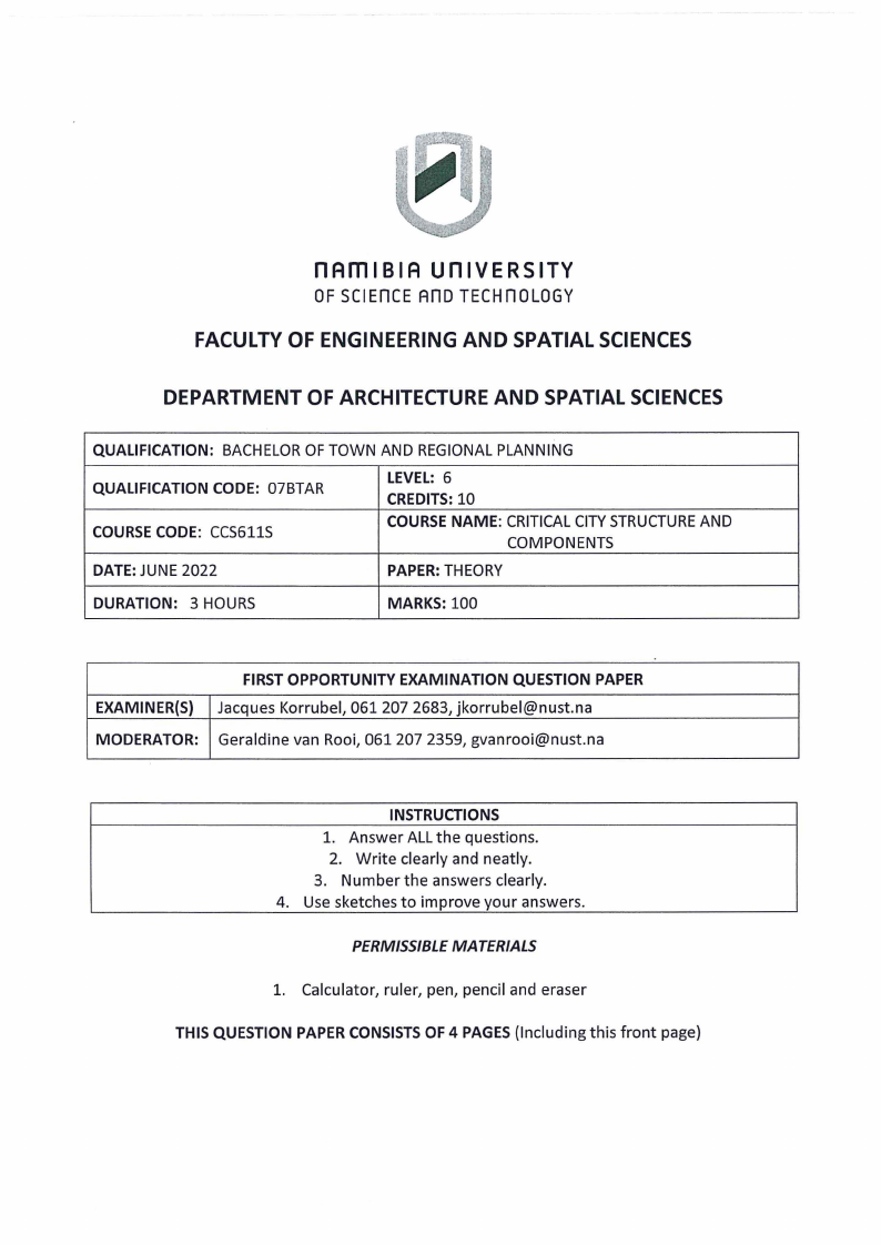 CCS611S - CRITIC CITY STRUCT and COMPONENTS - 1ST OPP - JUNE 2022 ...