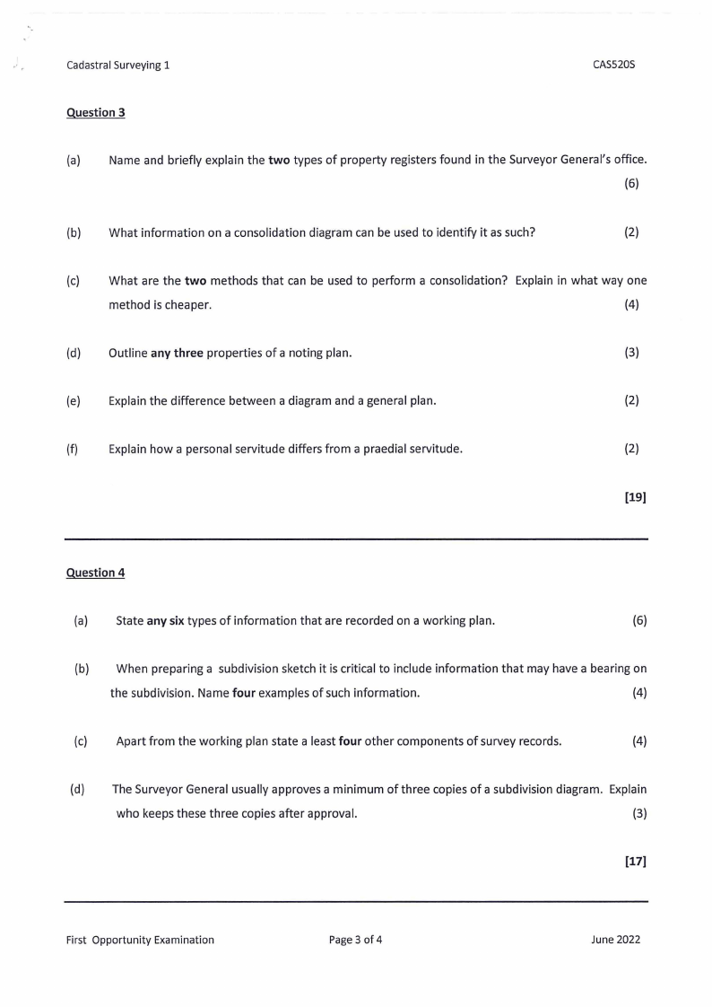 CAS520S - CADASTRAL SURVEYING 1 - 1ST OPP - JUNE 2022 :: NUST past ...