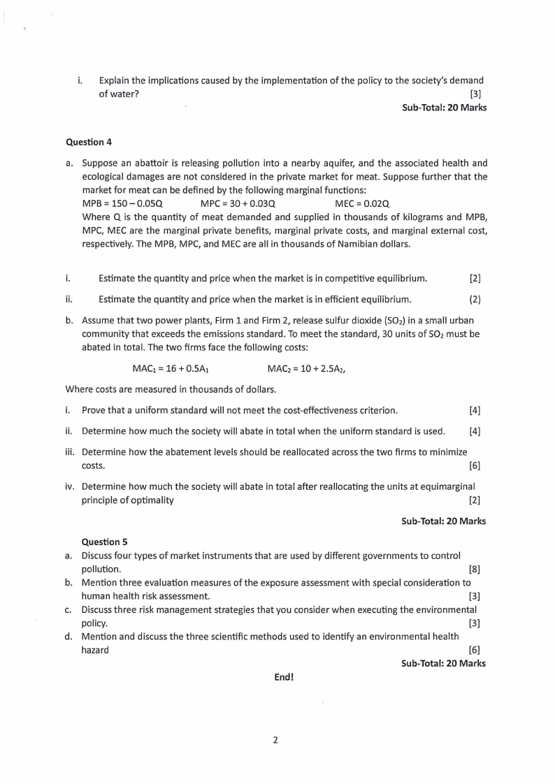 ENR721S - ENVIRONMENTAL AND NATURAL RESOURCES ECONOMICS - 1ST OPP - NOV ...