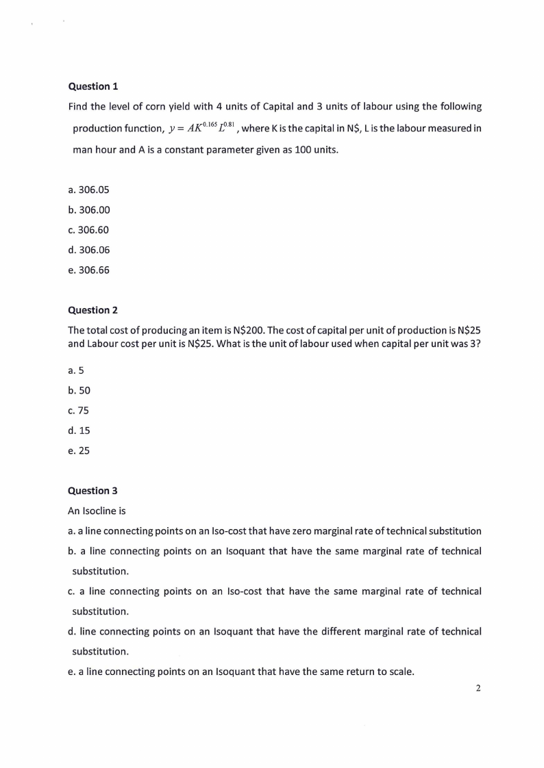PPE611S - PRINCIPLES OF PRODUCTION ECONOMICS - 2ND Opp - JULY 2022 ...