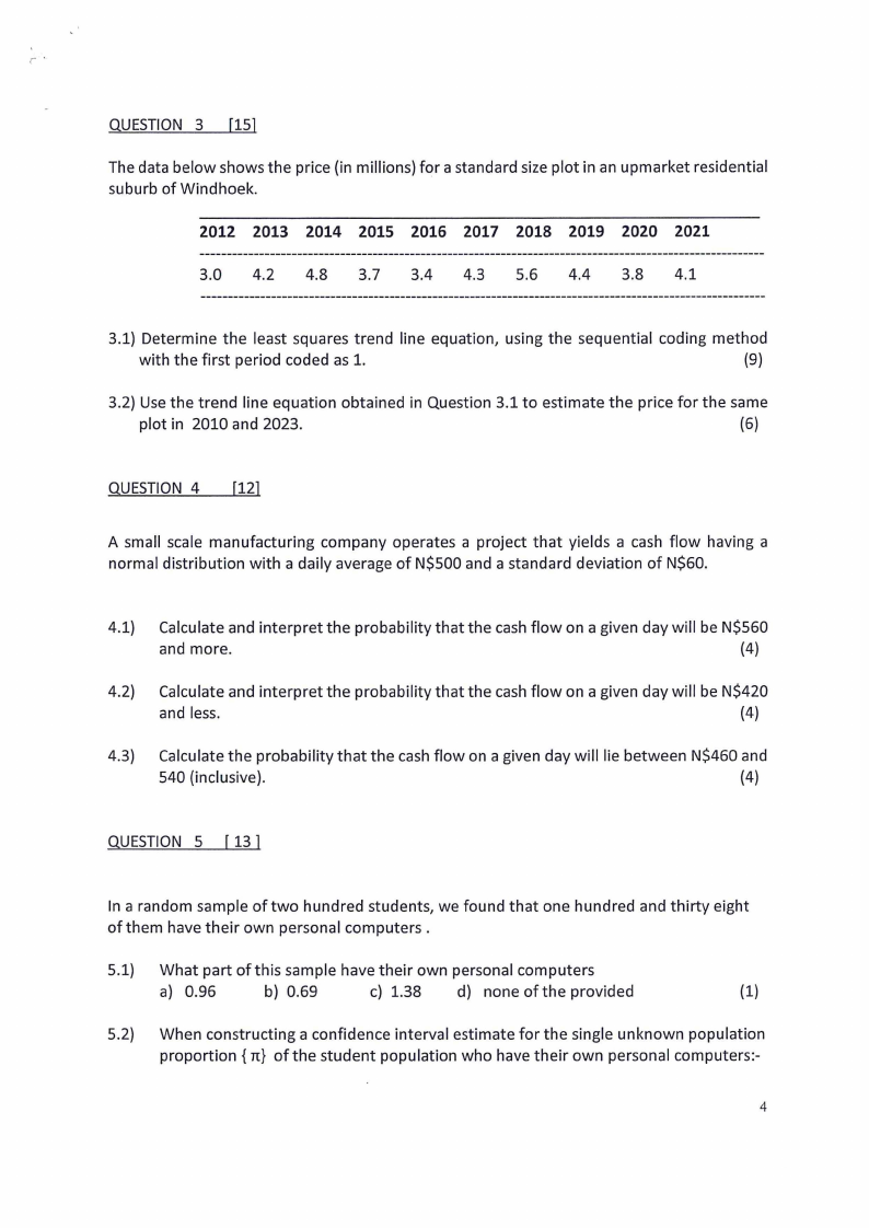 ASP610S-611S - APPLED STATISTICS AND PROBABILITY FOR IT - 1ST OPP - JUNE 2023 :: NUST past ...
