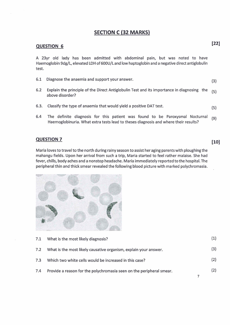 HAM611S - HAEMATOLOGY 2A - 1ST OPP - JUNE 2022 :: NUST past examination ...