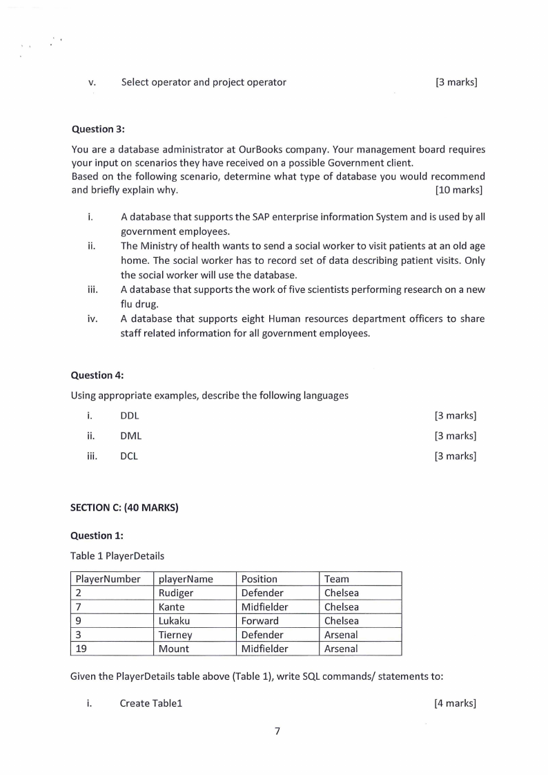 DBF510S - DATABASE FUNDAMENTALS - 1ST OPP - JUNE 2022 :: NUST past examination papers between ...