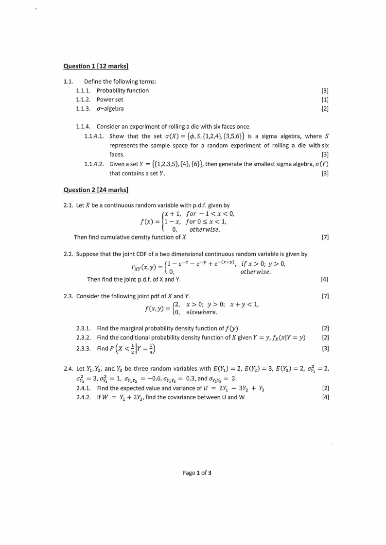 PBT602S - PROBABILITY THEORY 2 - 1ST OPP - JUNE 2022 :: NUST past examination papers between ...