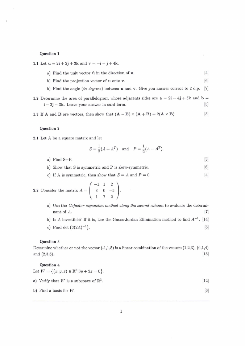 LIA502S - LINEAR ALGEBRA 1 - 1ST OPP - NOV 2022 :: NUST past ...