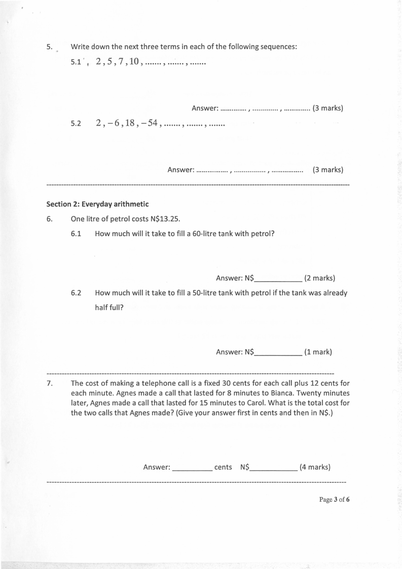 Mature Age Entry Test - Numeracy - August 2019 :: NUST past examination ...