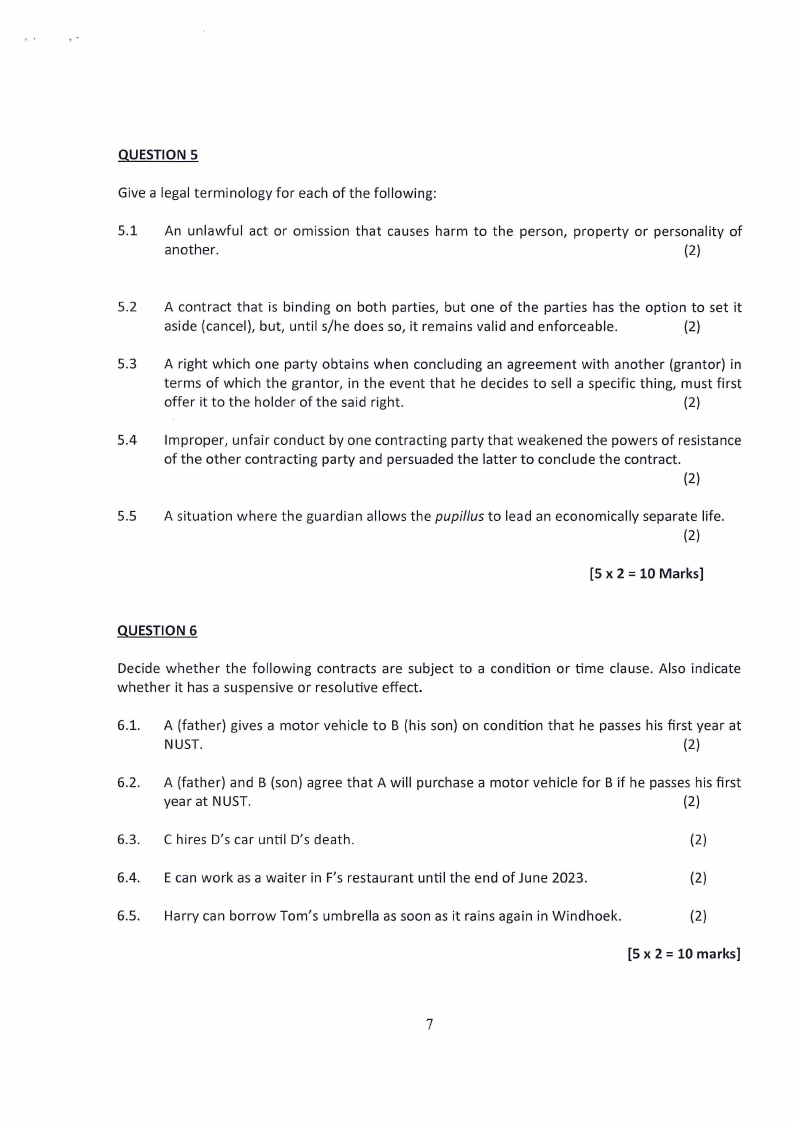 CML511C- COMMERCIAL LAW 1A- 2ND OPP- NOV 2023 :: NUST past examination ...